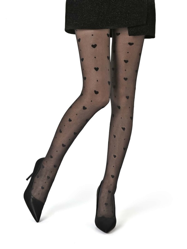 Heart Pattern Sheer Tights | SHEIN UK