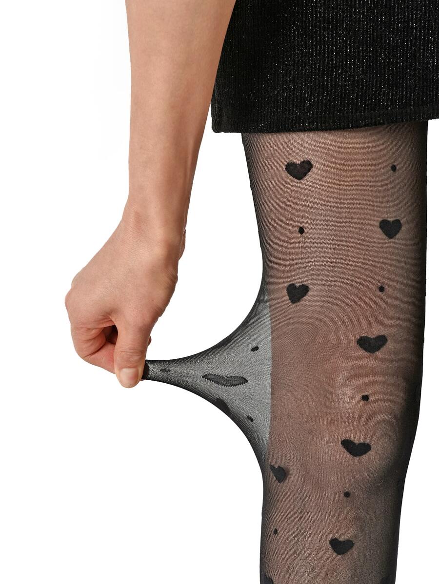 Heart Pattern Sheer Tights | SHEIN