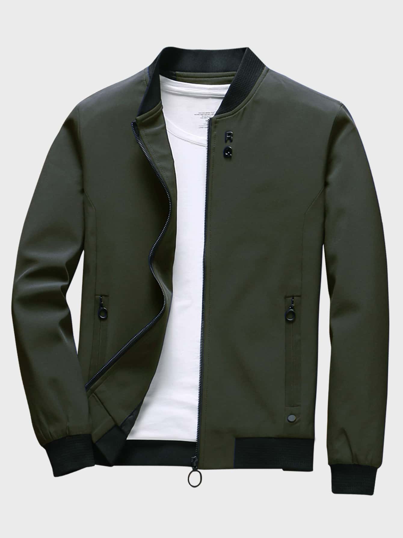 Men Zip Up Bomber Jacket