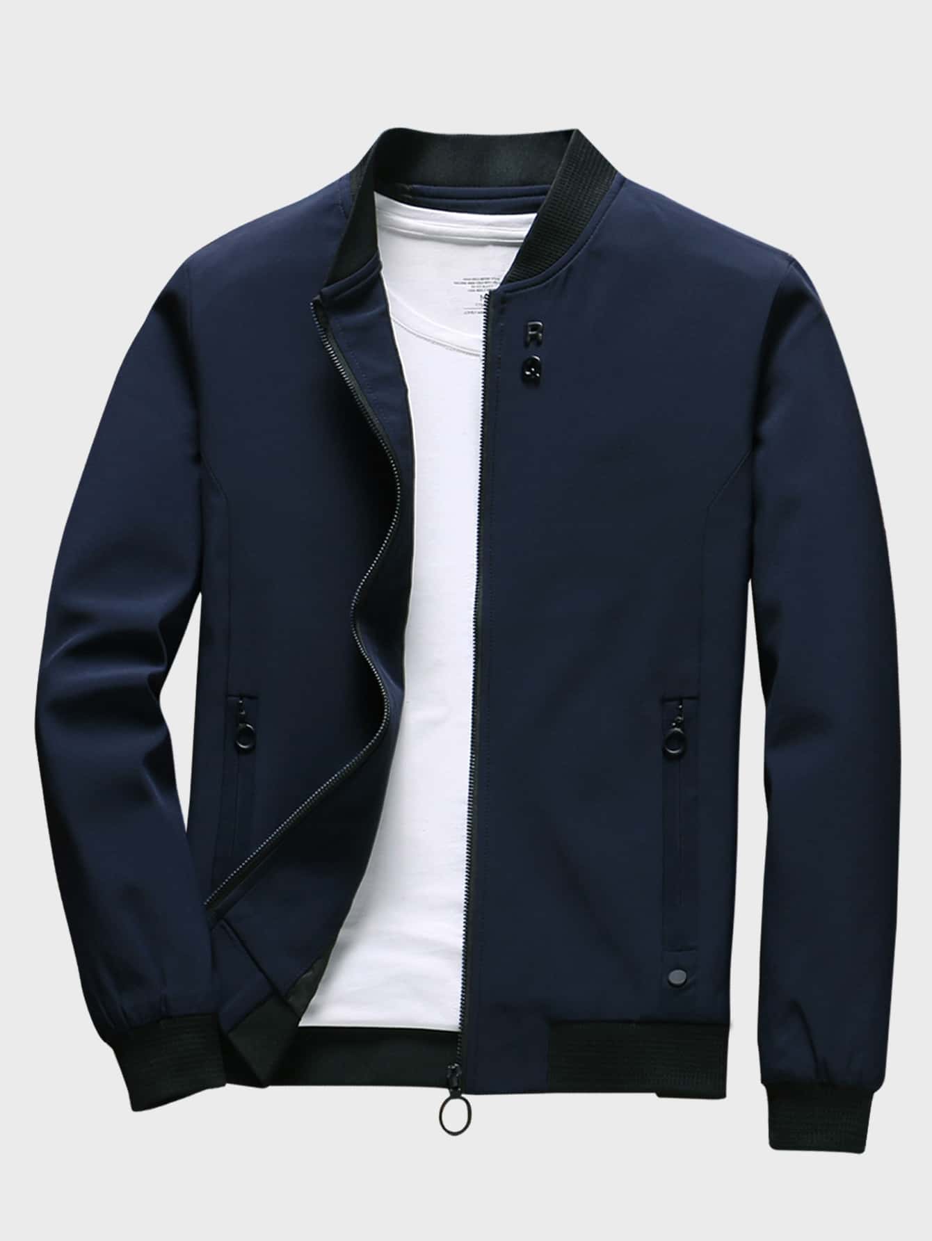 Men Zip Up Bomber Jacket