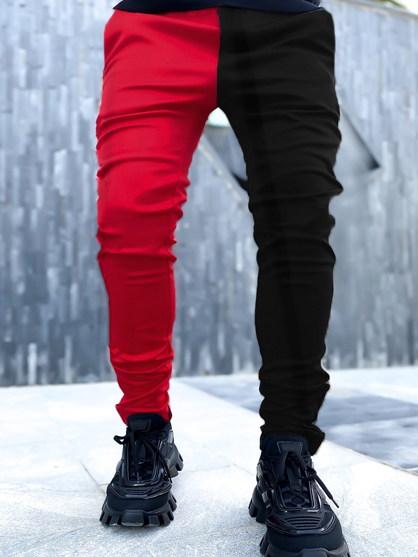 Men Two Tone Drawstring Waist Sweatpants