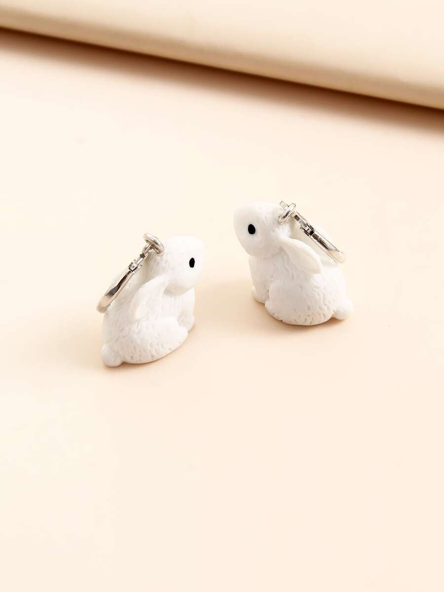 1pair Cartoon Bunny Earrings, Sweet & Cute Rabbit Stud Earrings For ...