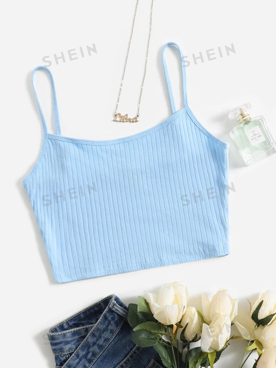 Shein Ezwear Rib Knit Crop Cami Top Shein Uk