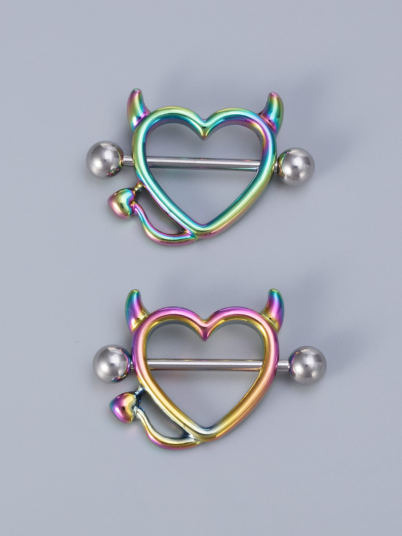 2 piezas Anillo de pezón con adorno de corazón
