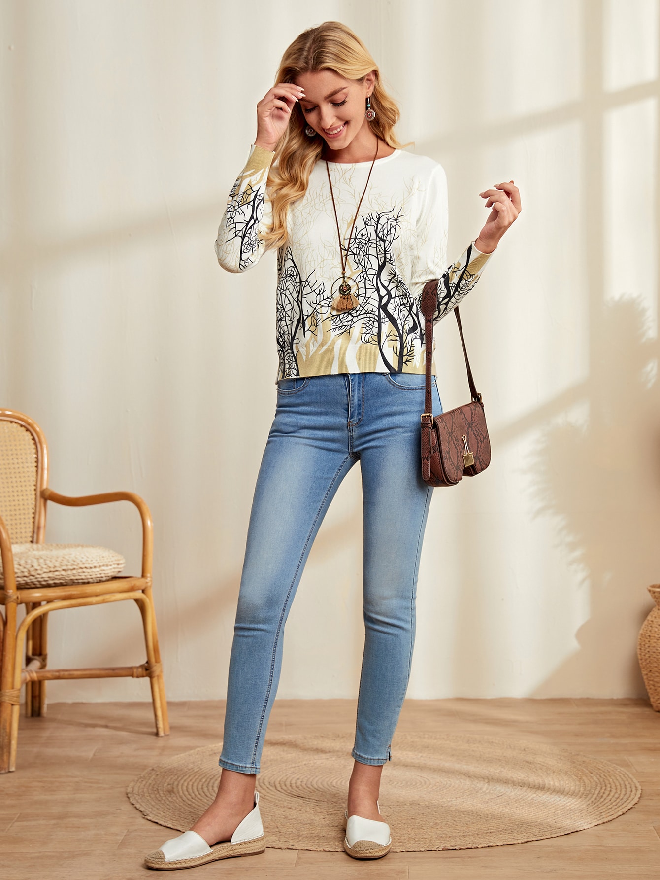 SHEIN Tree Pattern Jumper | SHEIN UK