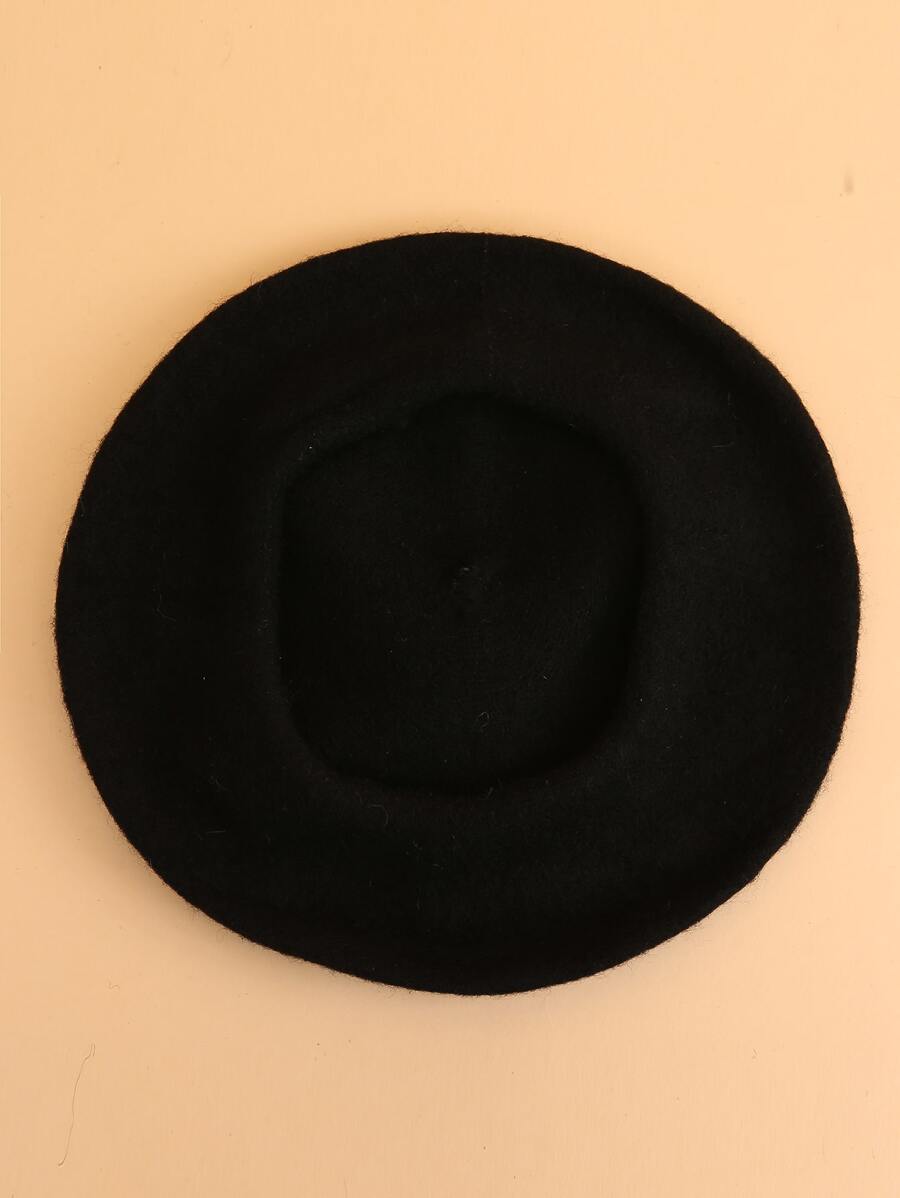 1 Peça Boina Clássica Simples E Sólida Para A Vida Diária Preta | SHEIN ...