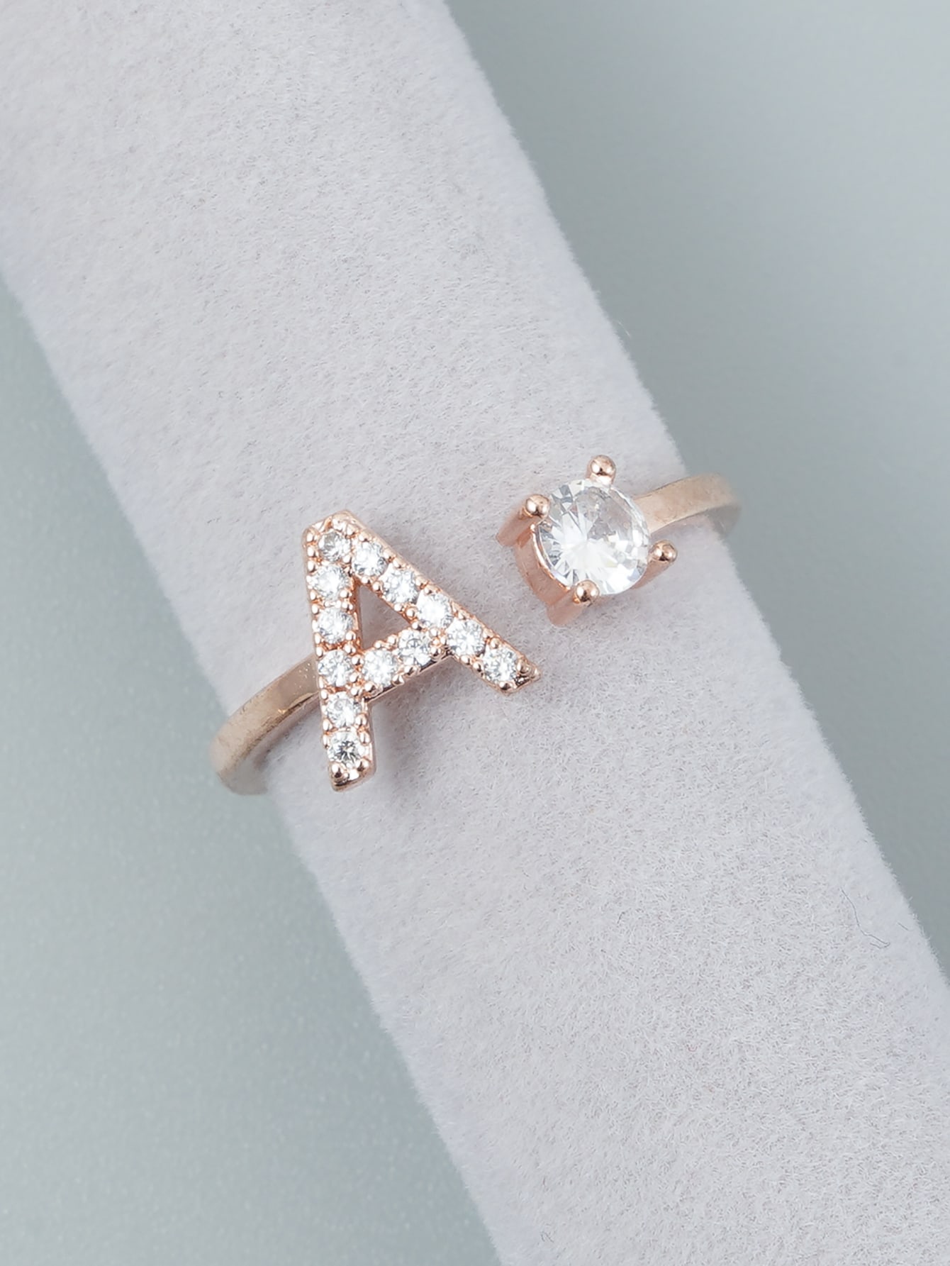 Rhinestone Letter Cuff Ring
