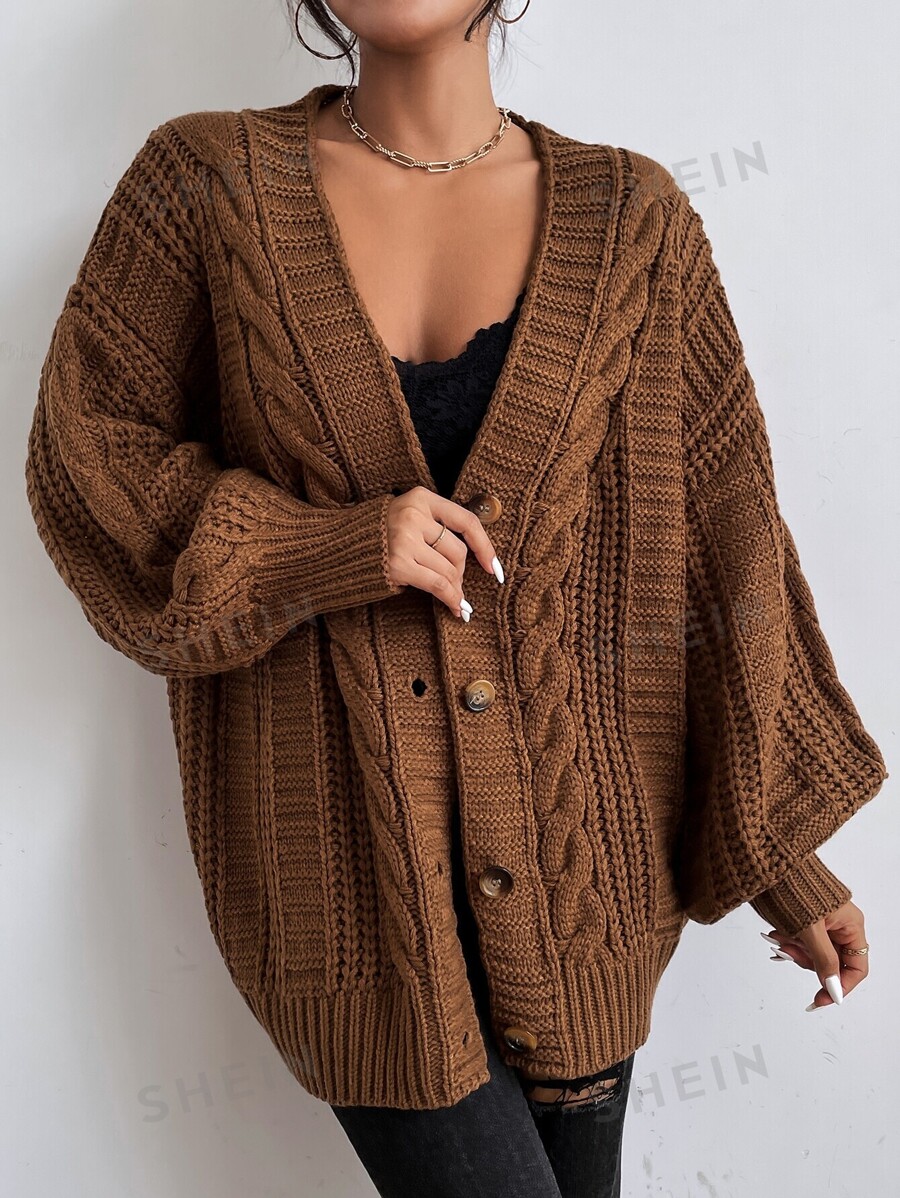 SHEIN Frenchy Bishop Sleeve Button Up Cardigan | SHEIN UK