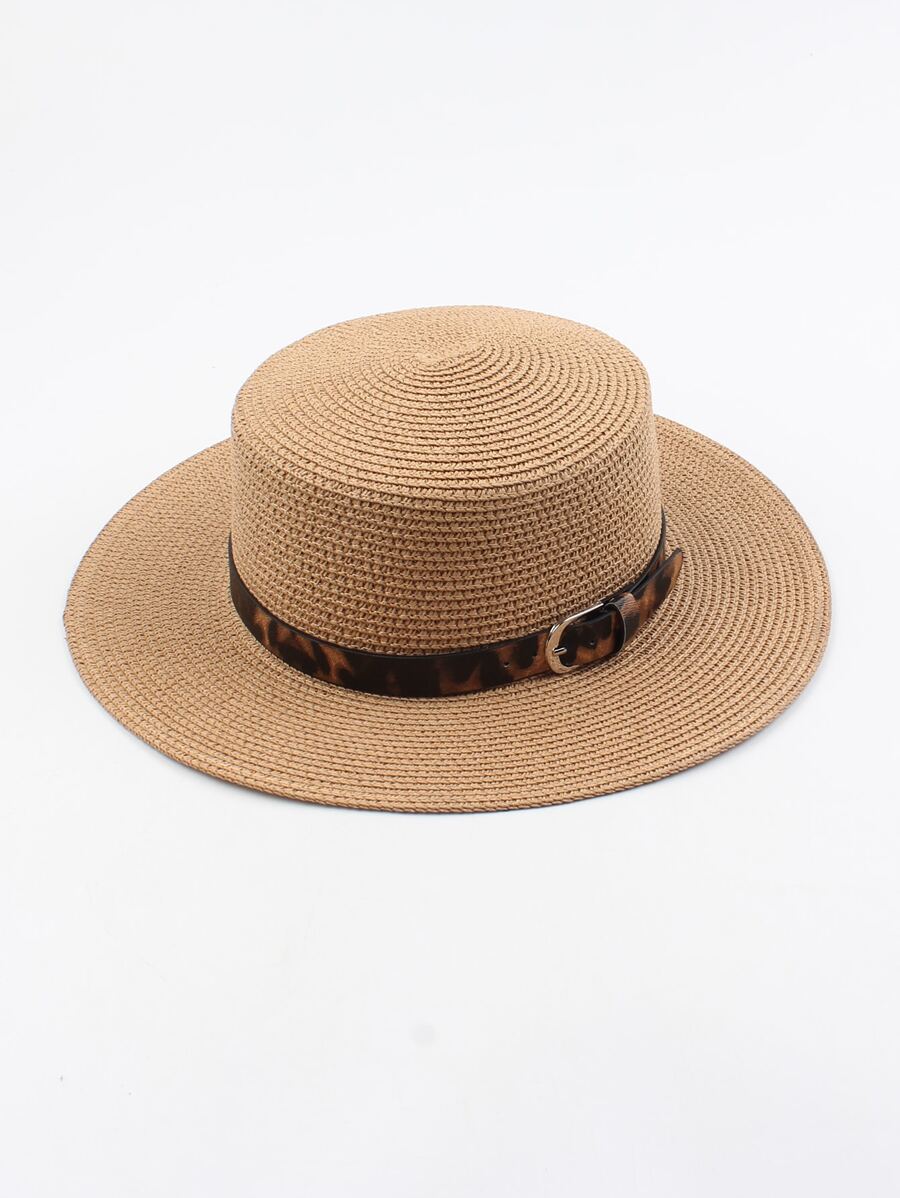 Leopard Pattern Band Decor Straw Hat | SHEIN USA
