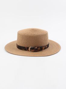 Leopard Pattern Band Decor Straw Hat | SHEIN USA