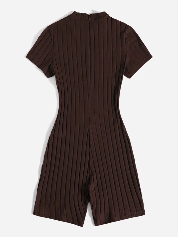 SHEIN EZwear Plus Solid Ribbed Knit Unitard Romper | SHEIN UK