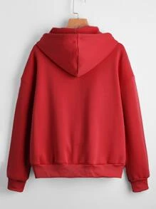 SHEIN LUNE Solid Zip Up Drawstring Drop Shoulder Hoodie | SHEIN USA