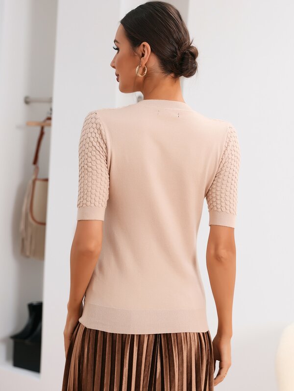 SHEIN BIZwear Solid Short Sleeve Knit Top Workwear | SHEIN USA