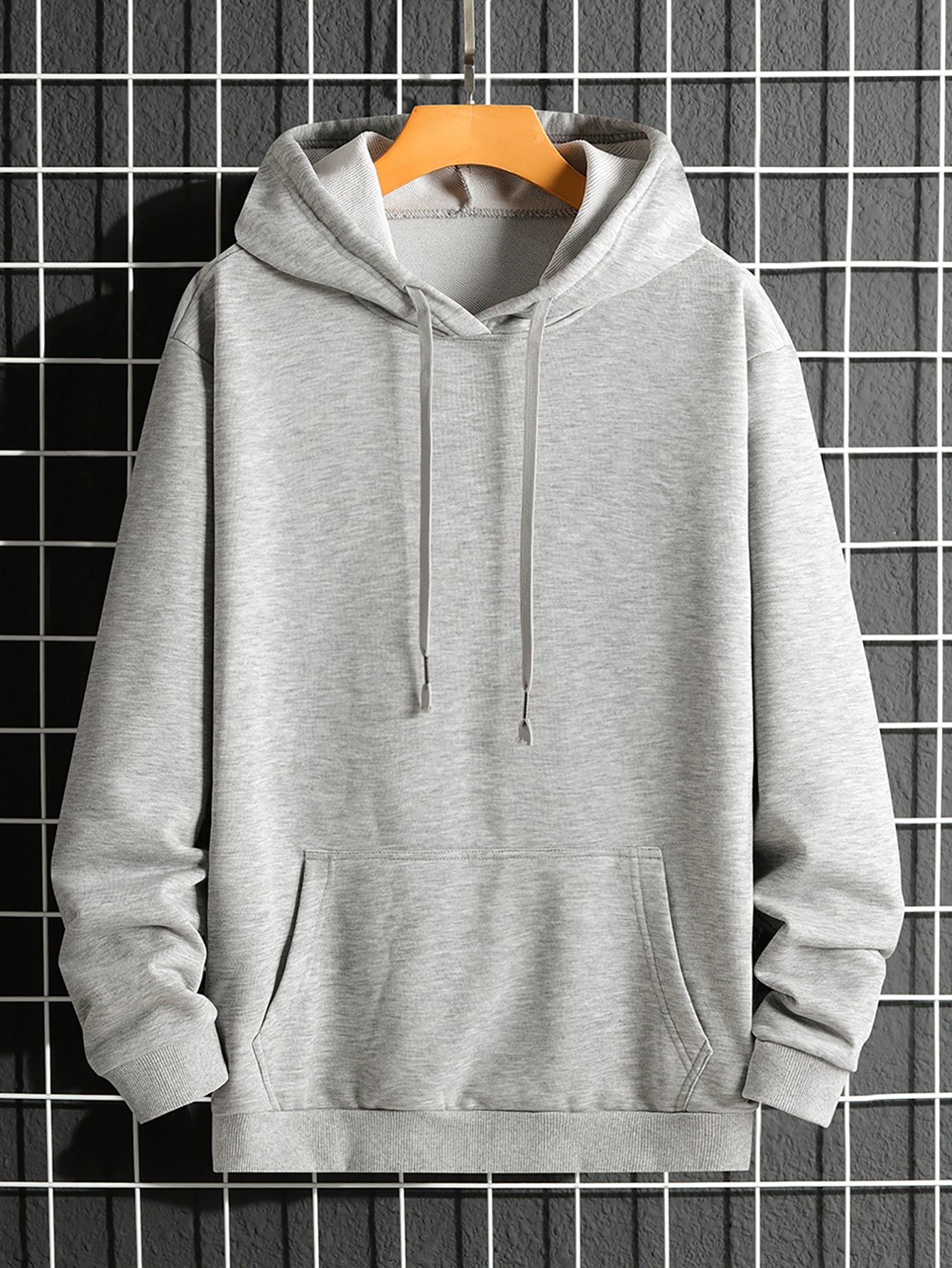 Manfinity Basics Men Solid Kangaroo Pocket Drawstring Hoodie Shein Usa
