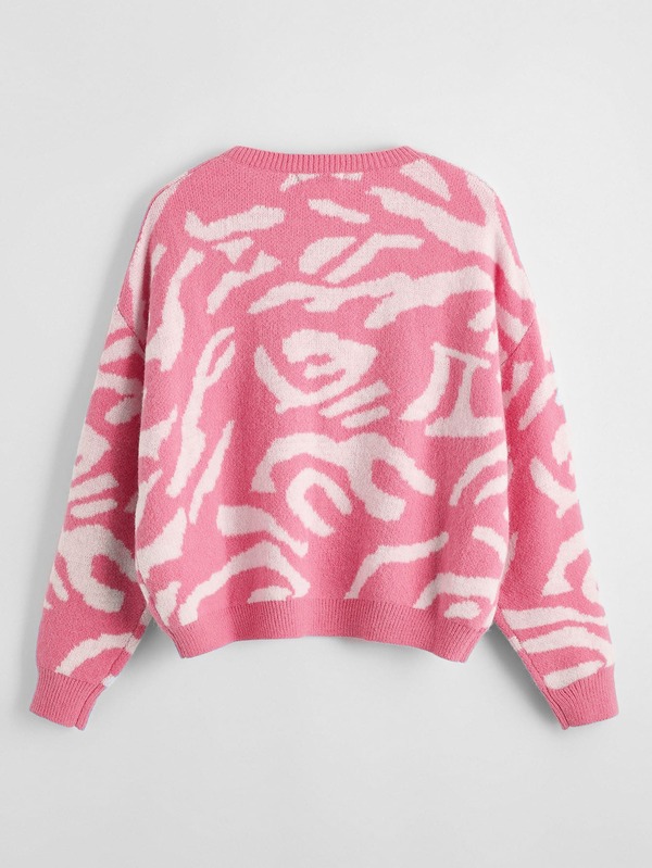 SHEIN Qutie Allover Pattern Drop Shoulder Jumper | SHEIN UK