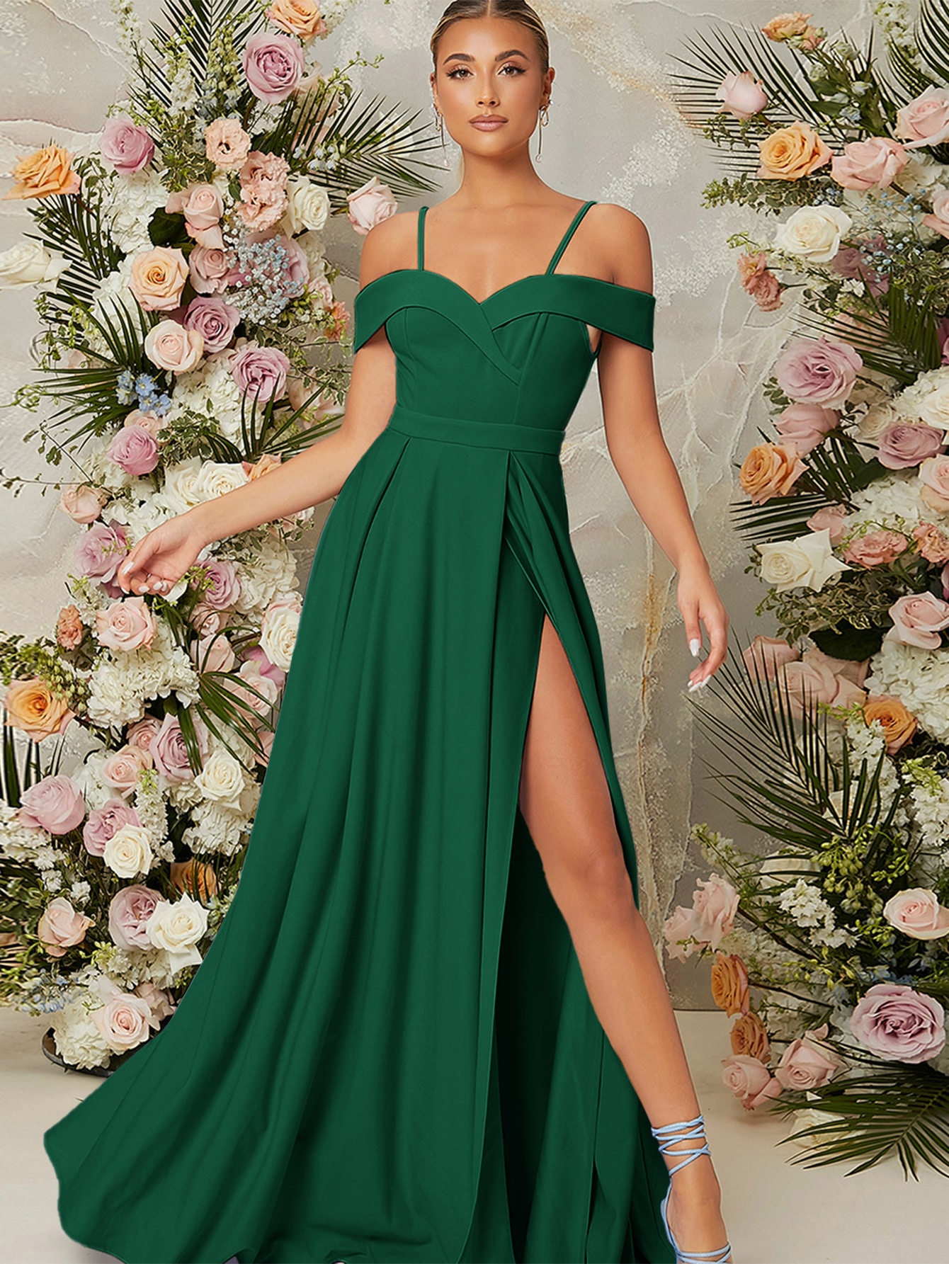 SHEIN Cold Shoulder Split Thigh Dress