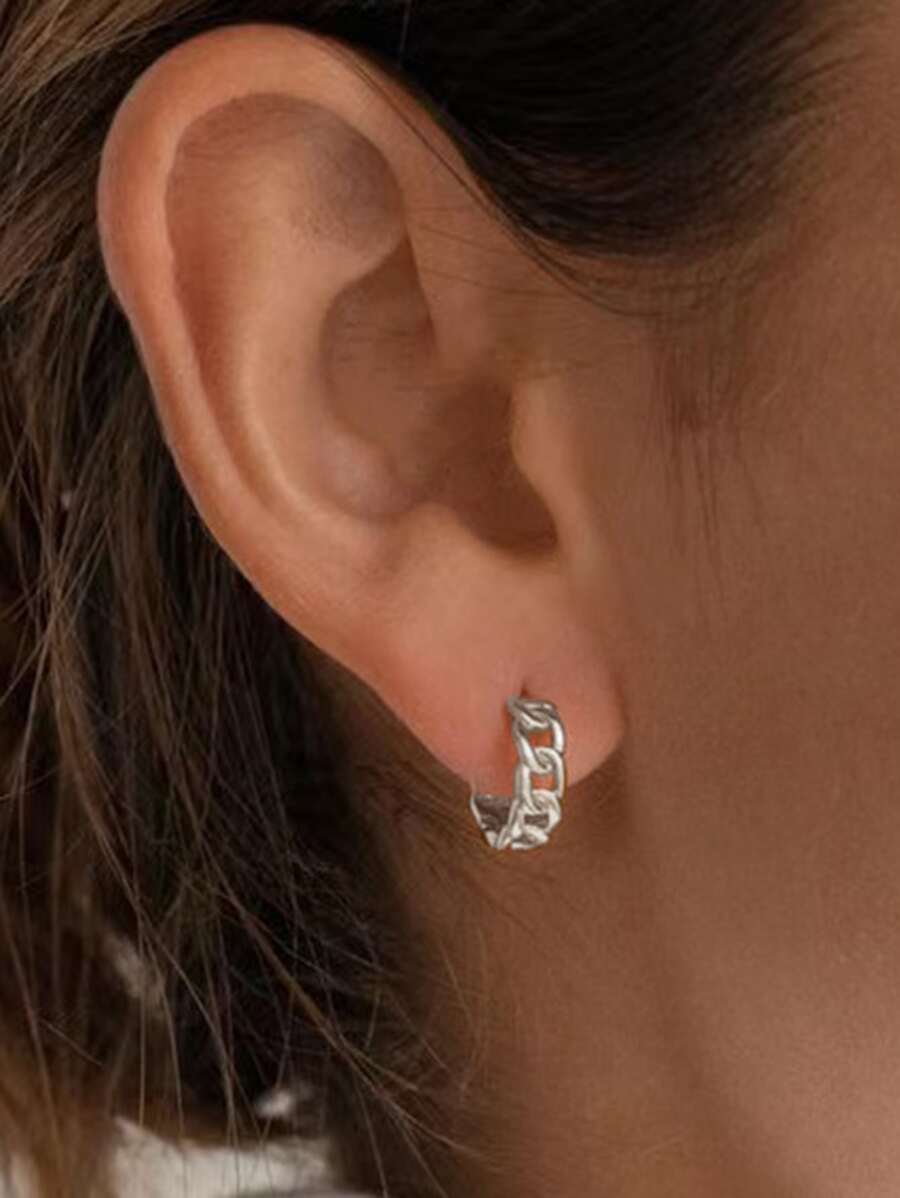 Chain Design Hoop Earrings | SHEIN USA