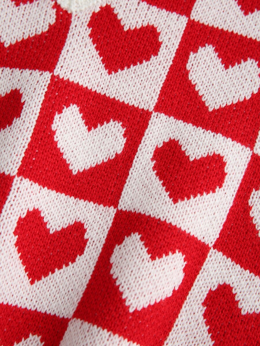 Heart & Checker Pattern Sweater Vest | SHEIN UK