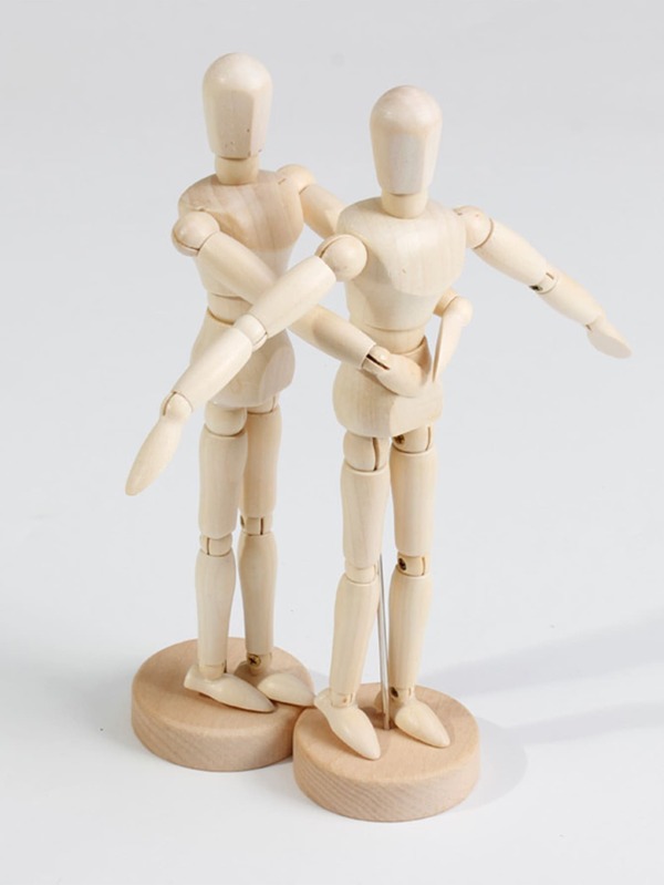 1pc Humanoid Puppet With Wooden Base,Creative Solid Decoration Craft ...