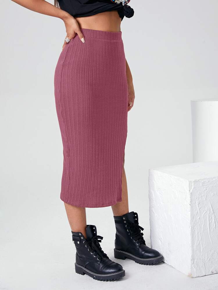 SHEIN EZwear High Split Side Skirt | SHEIN