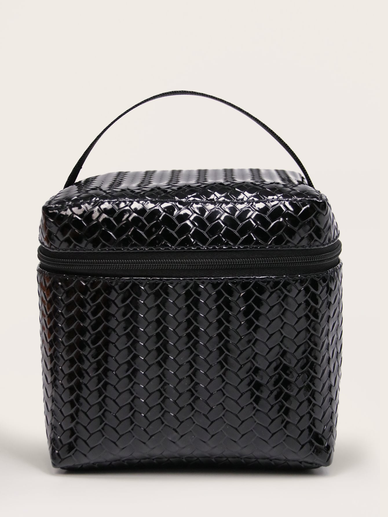 Woven Pattern Square Makeup Bag