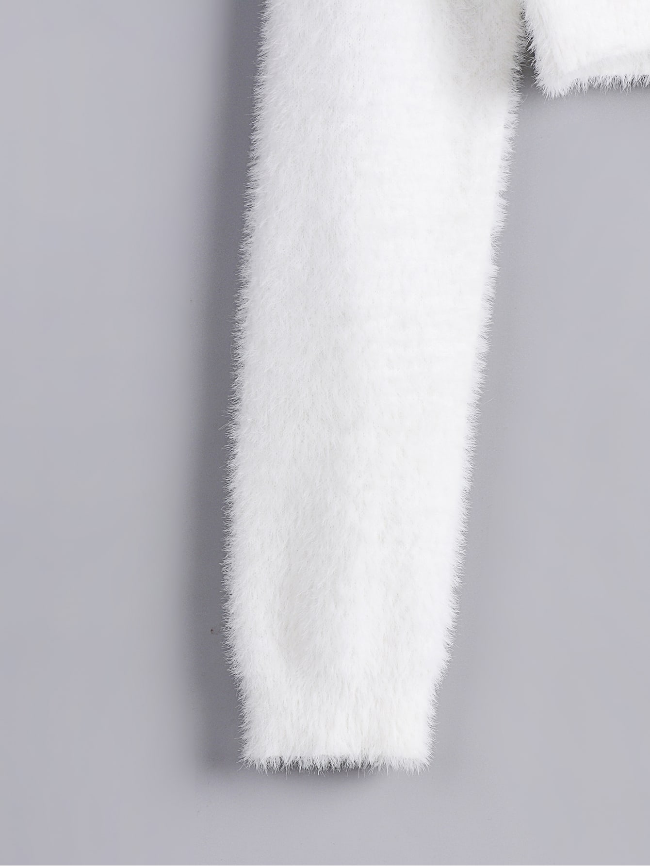 Mock Neck Solid Fuzzy Jumper | SHEIN UK