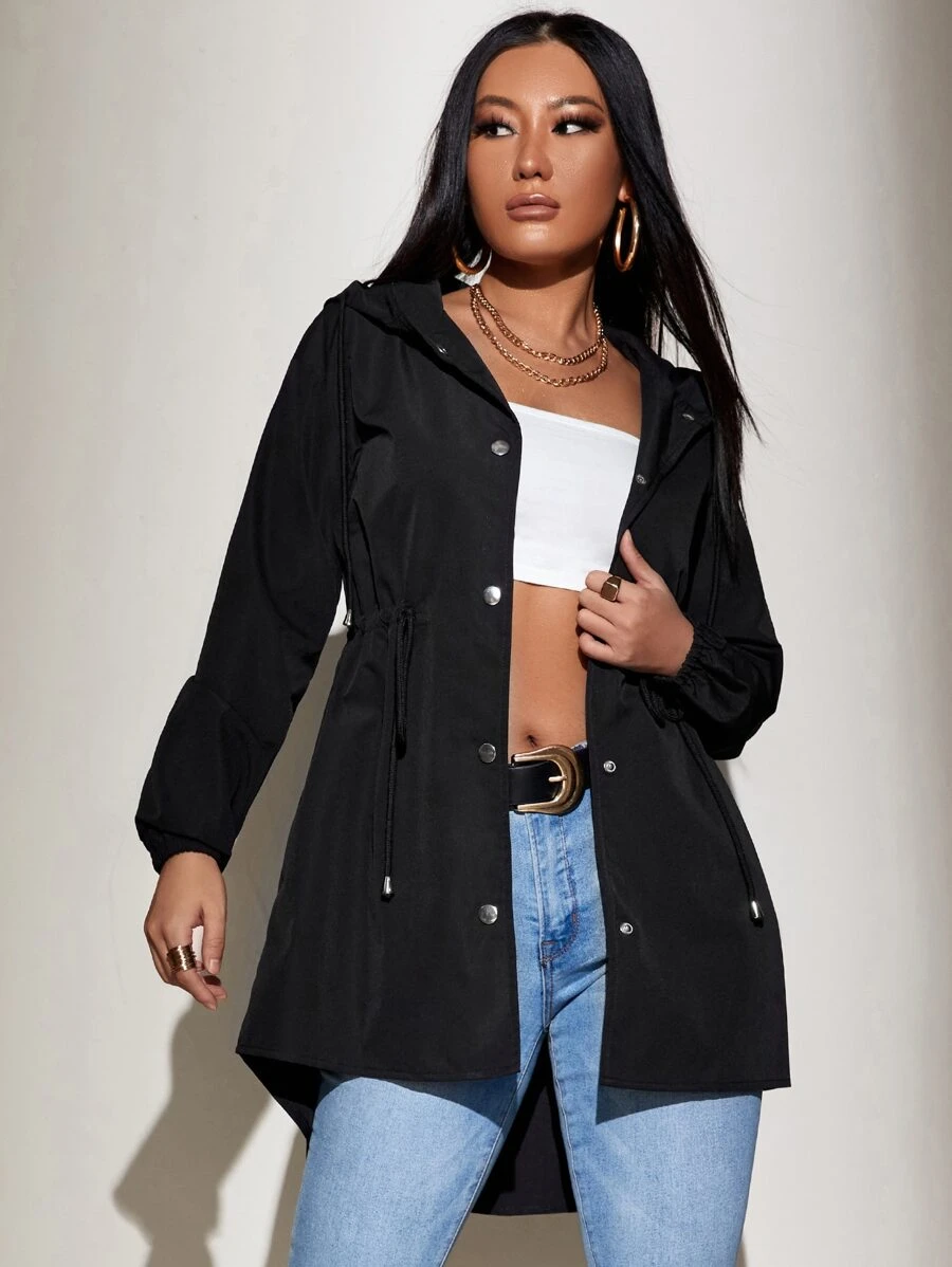 EURMUSE Drawstring Waist Hooded Coat | SHEIN USA