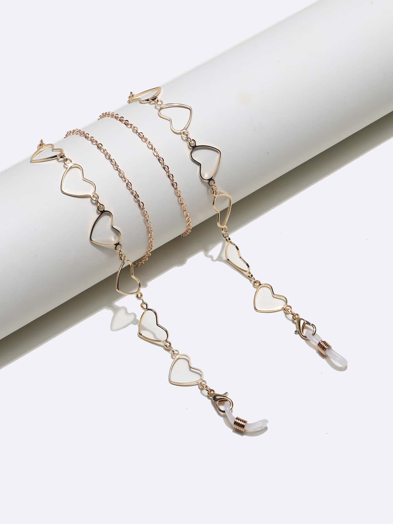 1pc Copper Hollow Heart-Shaped Handmade Metal Eyeglasses Chain For ...