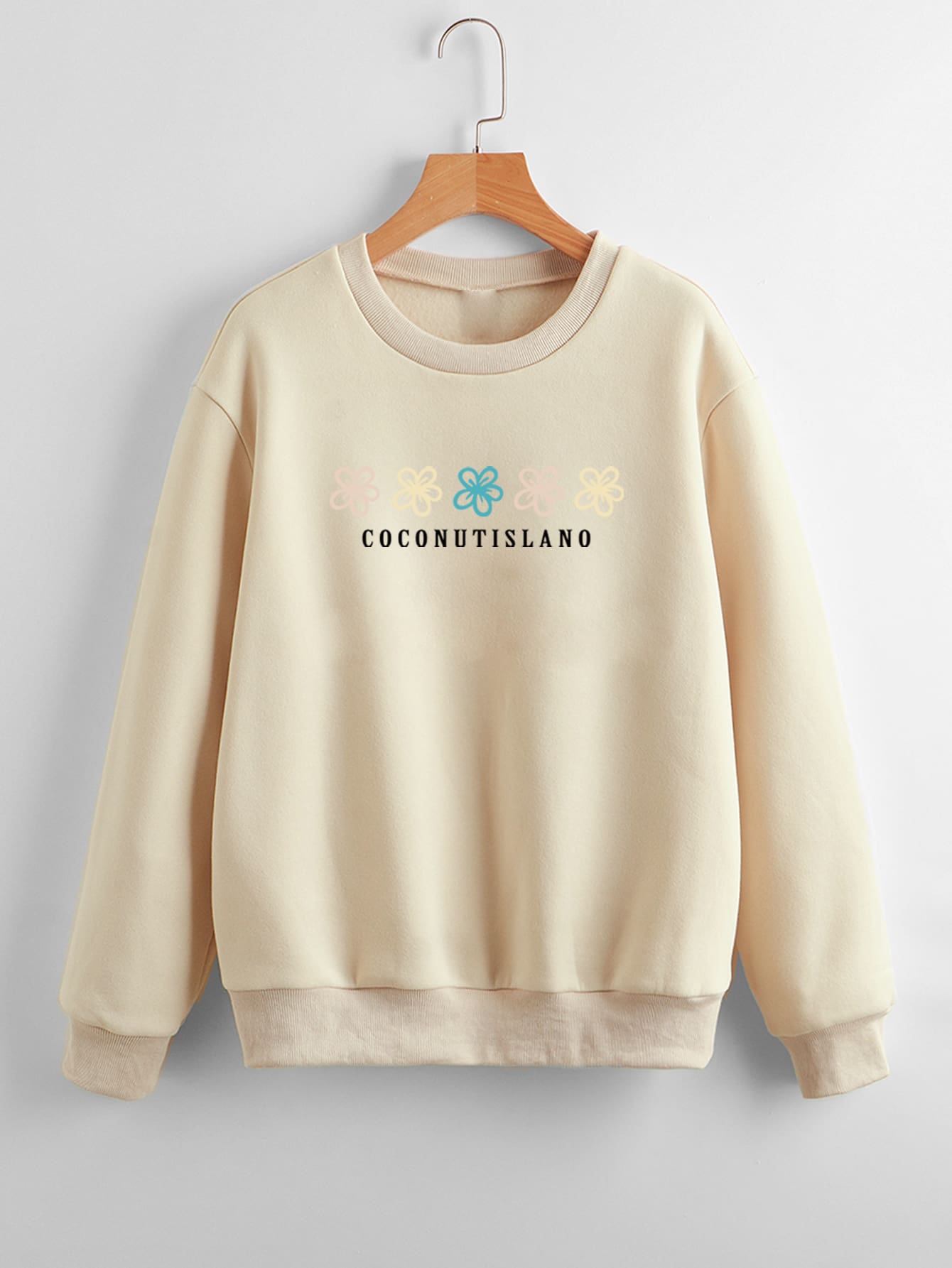 Sudadera con estampado de letra de cuello redondo
