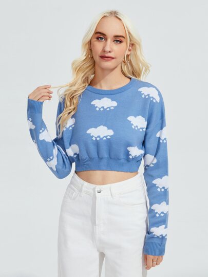 Search blue clouds sweater | SHEIN USA