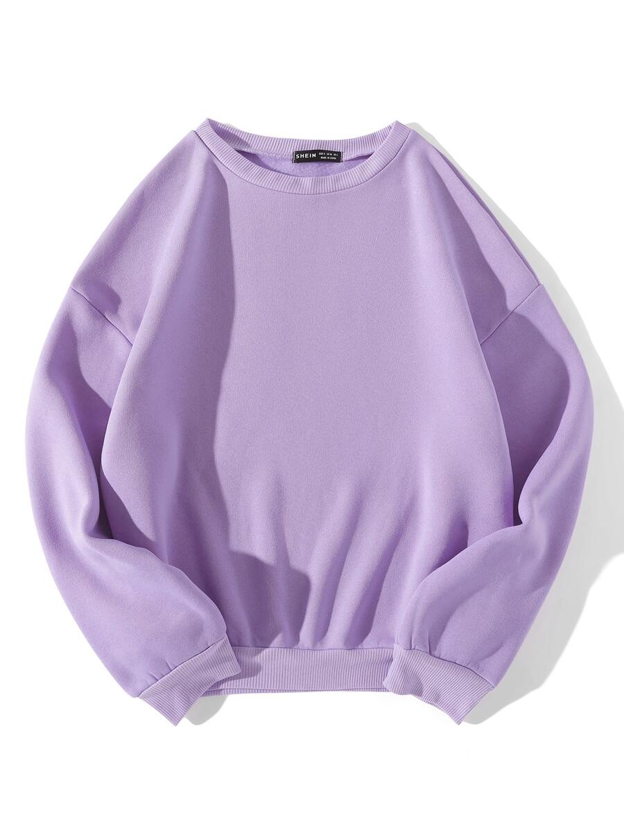 Solid Drop Shoulder Pullover | SHEIN USA