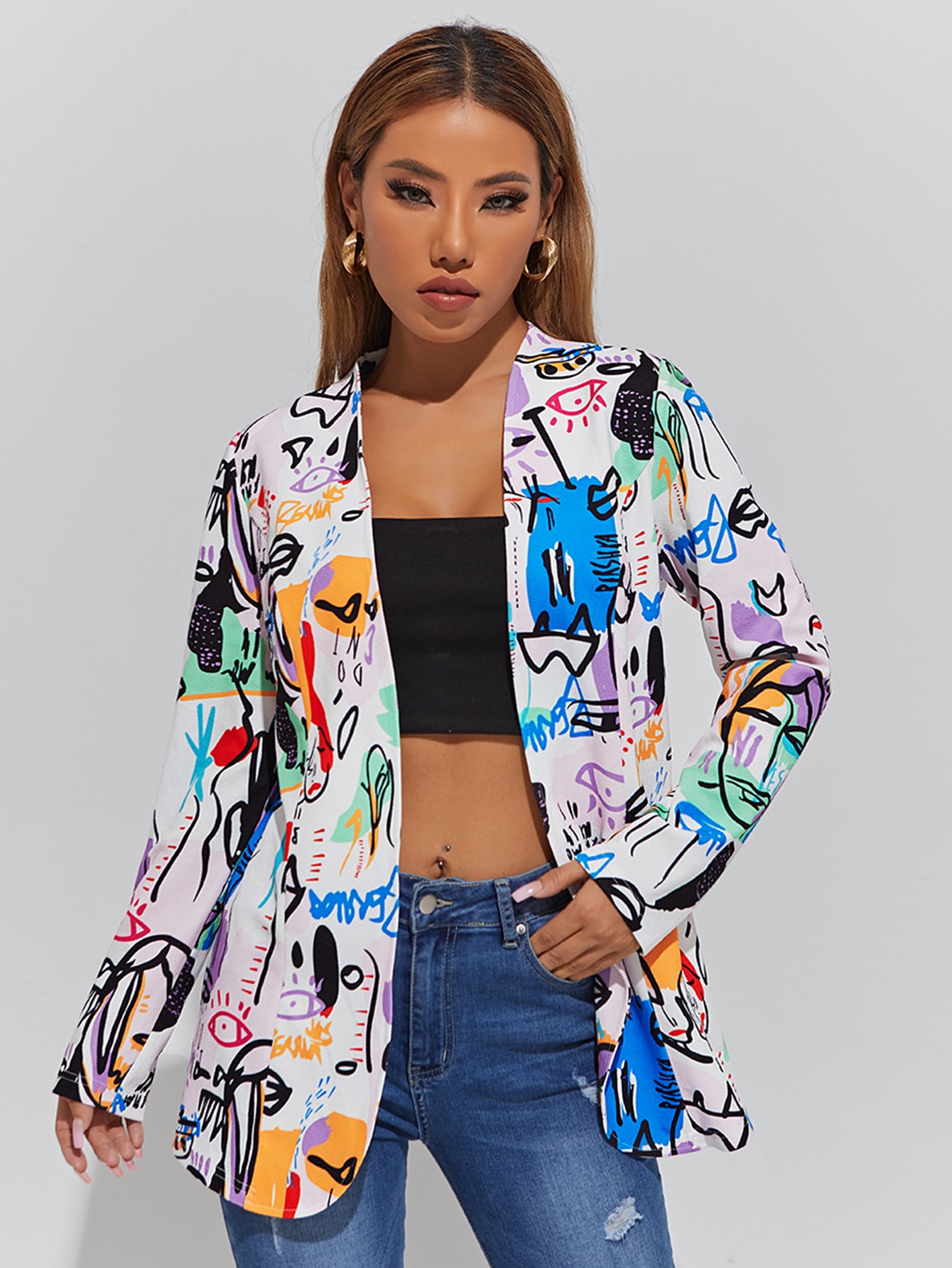 SHEIN Blazers Dibujos animados Casual