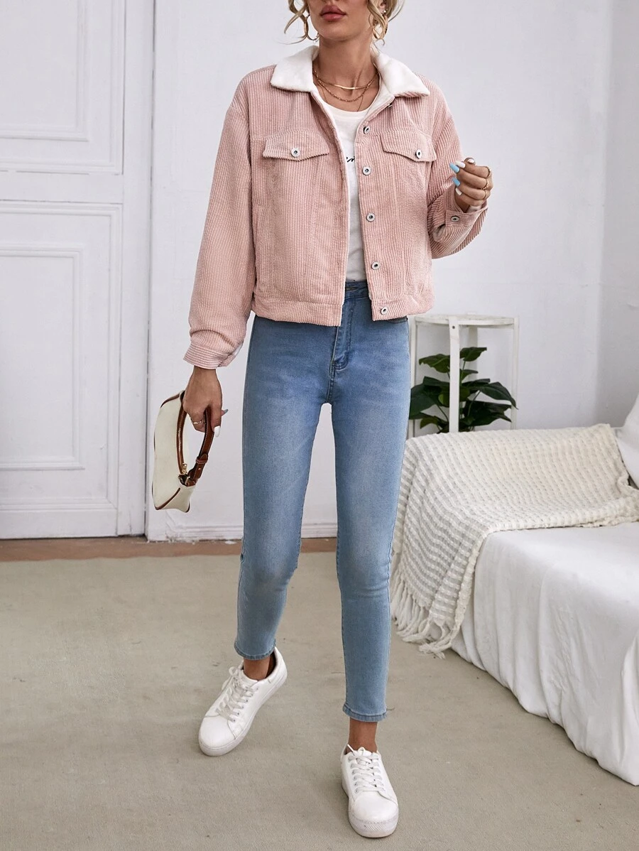 SHEIN Unity Flap Detail Thermal Lined Jacket | SHEIN USA