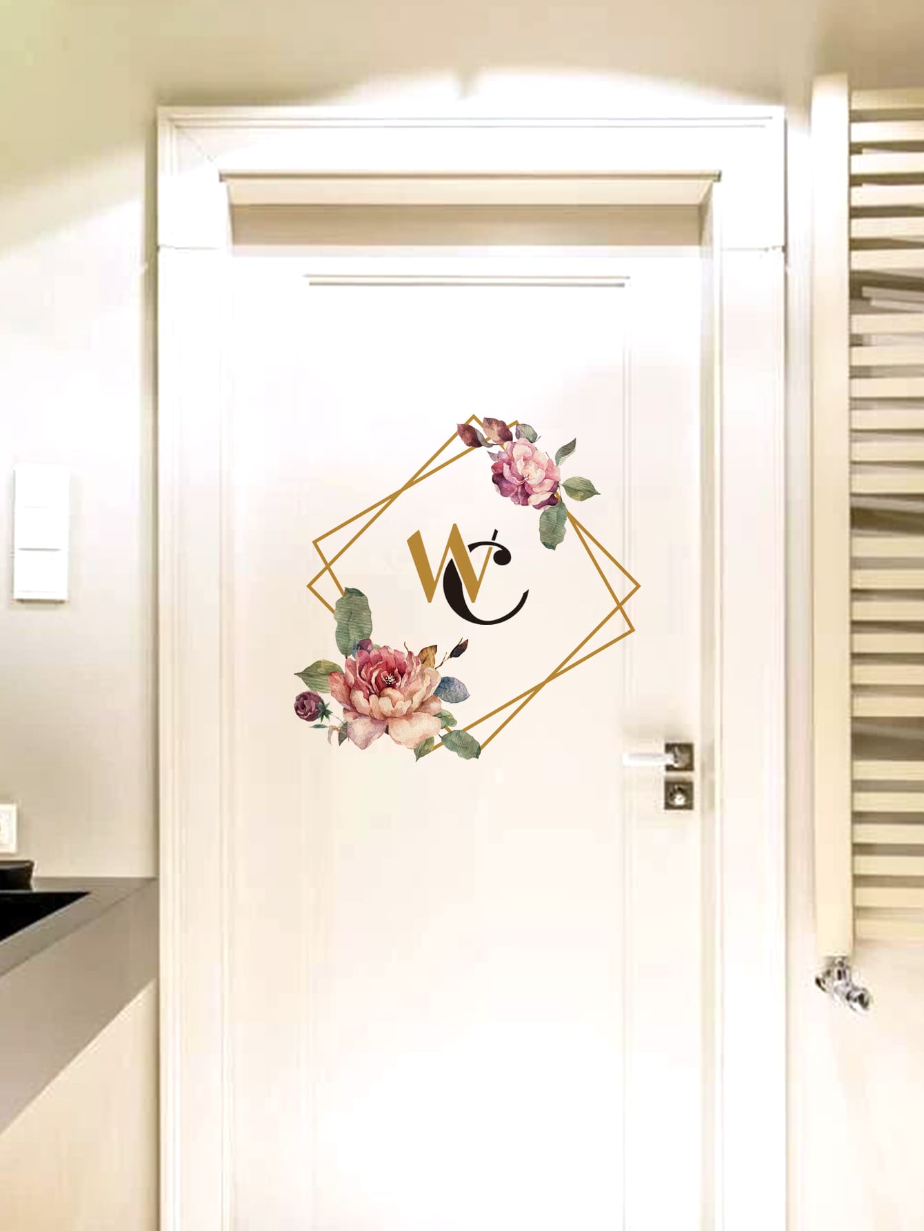 Flower Print Toilet Sign Sticker | SHEIN USA