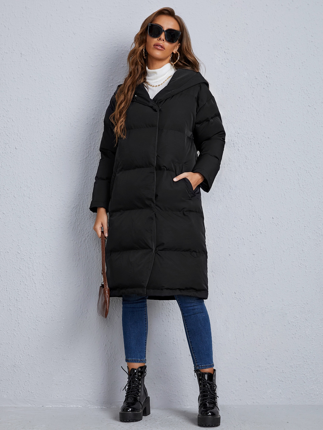 SHEIN Collared Zip Up Puffer Coat