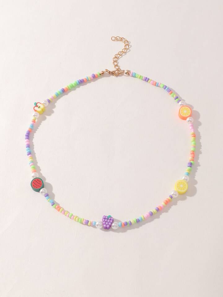 Girls Fruit Decor Beaded Necklace SHEIN