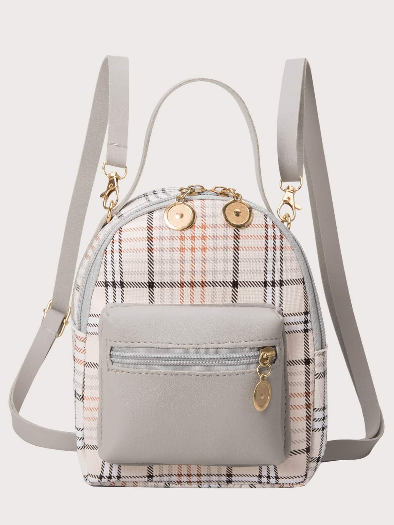 Mini Plaid Pattern Classic Backpack | SHEIN USA