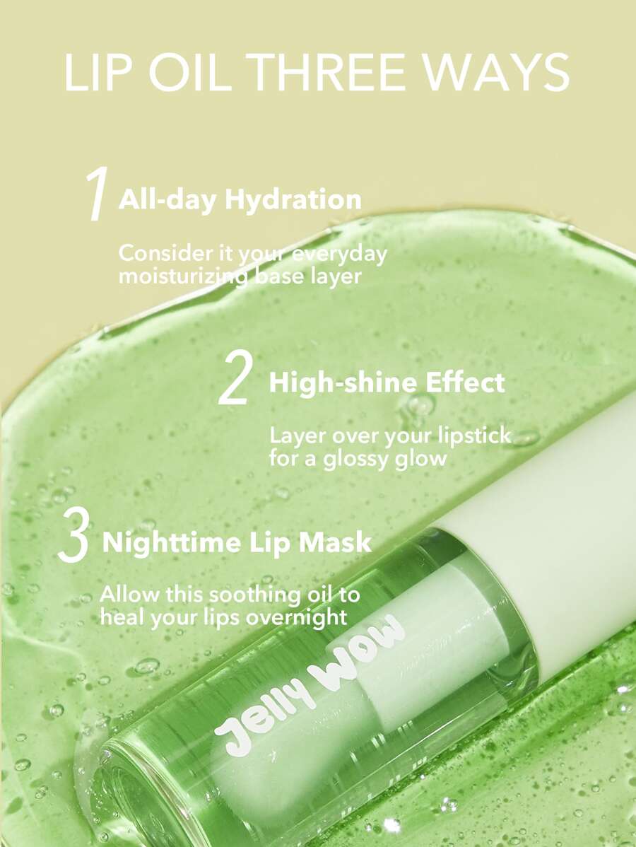 SHEGLAM Jelly Wow Hydrating Lip Oil Green Apple Envy Moisturizing Clear