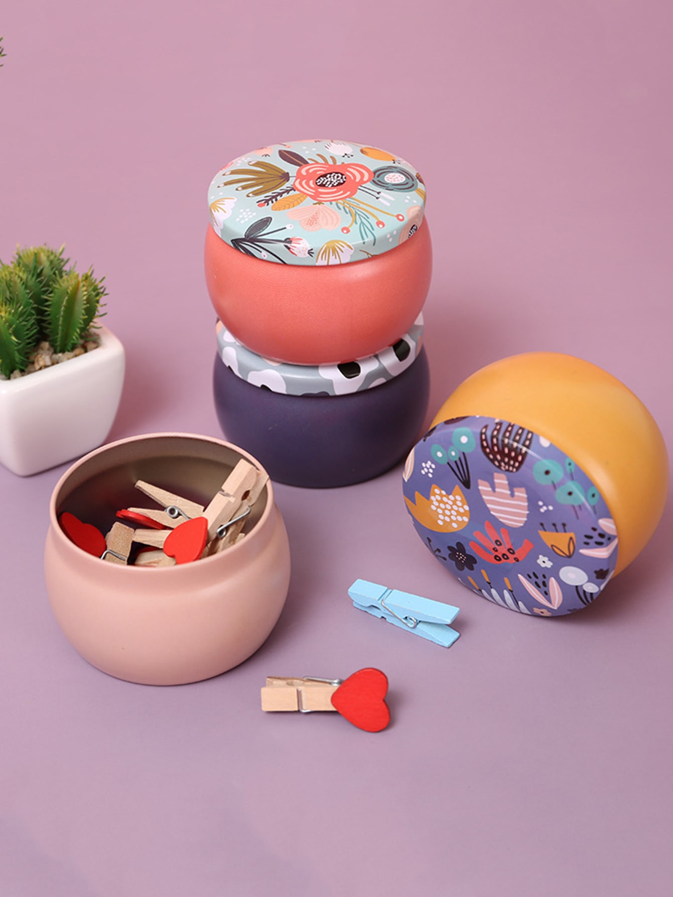 1pc Flower Print Storage Box