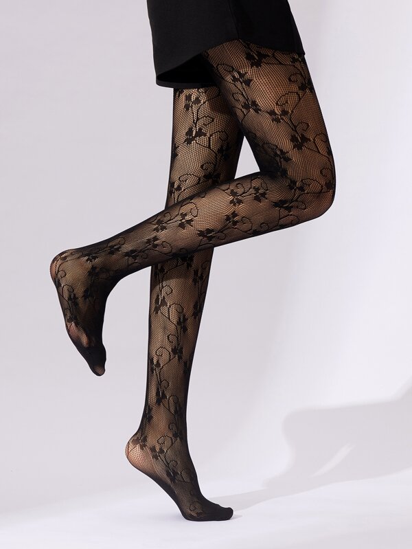 Floral Print Fishnet Tights | SHEIN USA