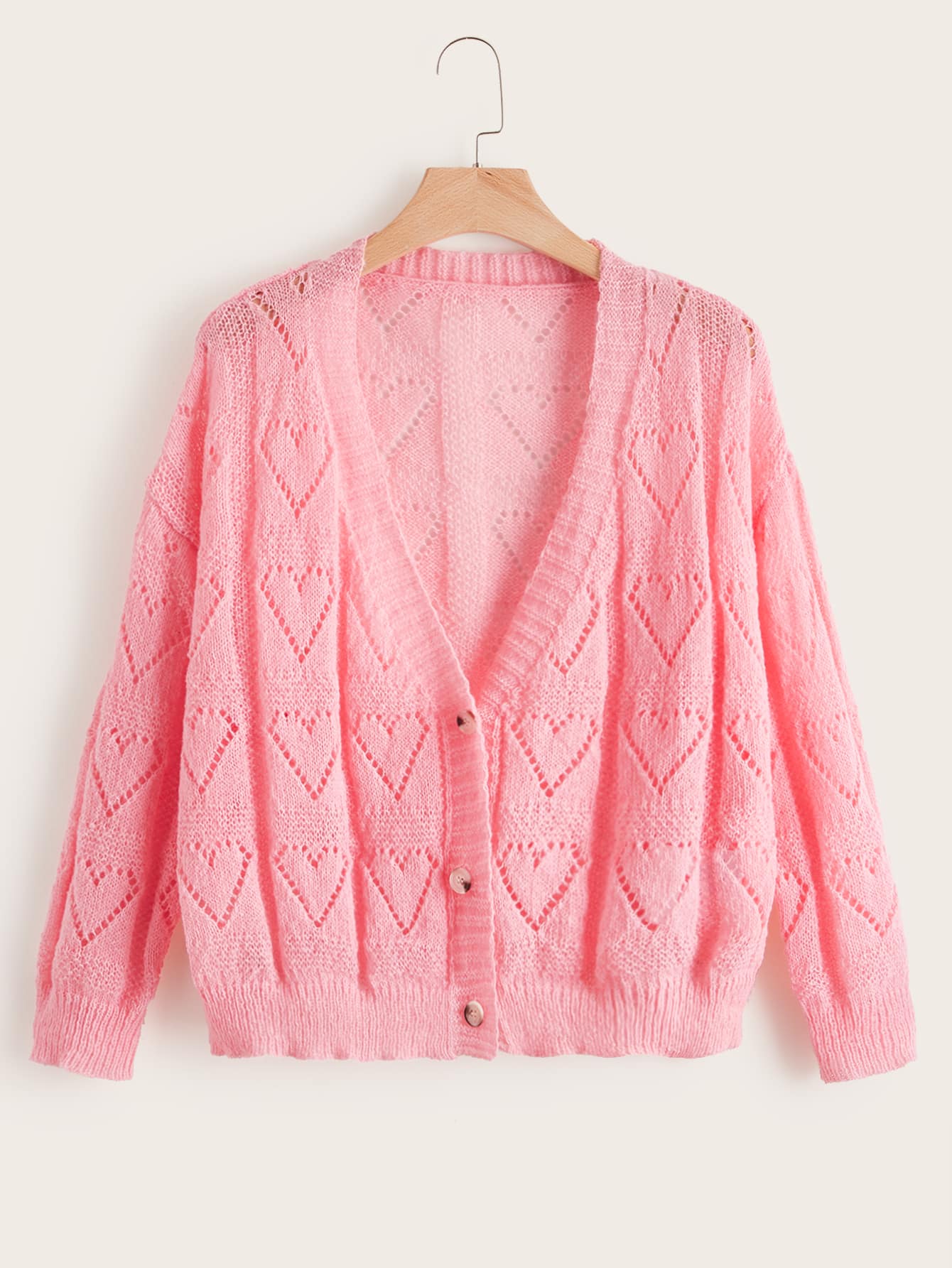 Plus Heart Pattern Drop Shoulder Cardigan | SHEIN USA