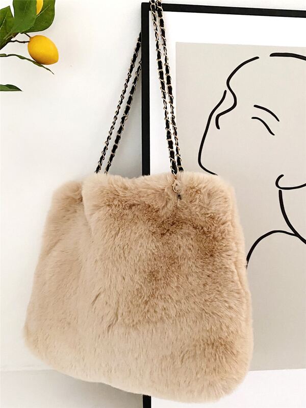 Fluffy Chain Shoulder Tote Bag | SHEIN USA