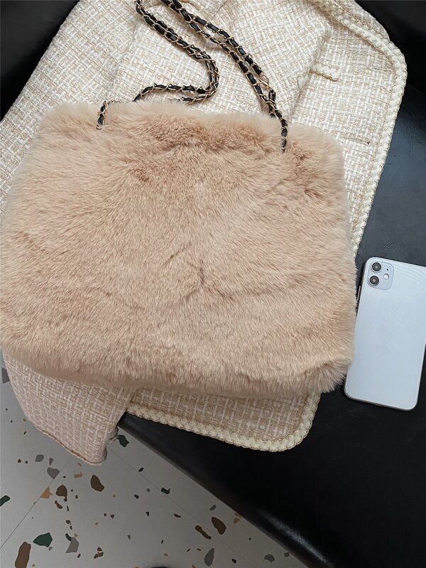 Fluffy Chain Shoulder Tote Bag | SHEIN USA