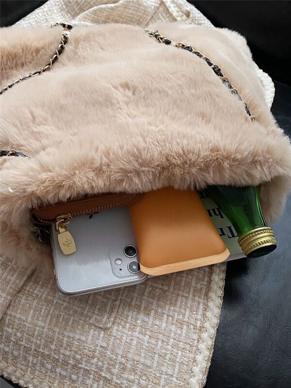 Fluffy Chain Shoulder Tote Bag | SHEIN USA