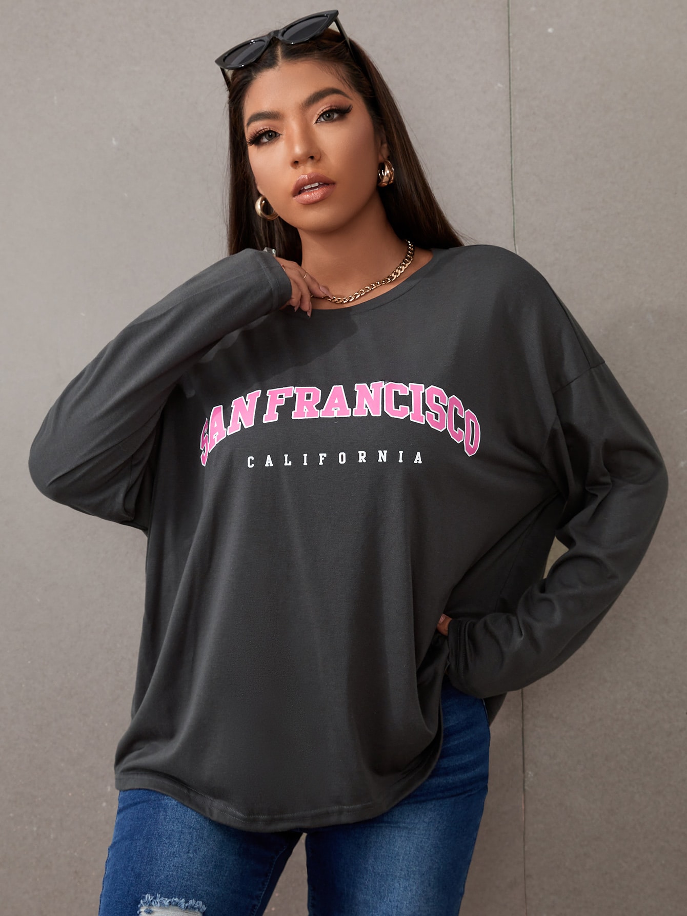 Plus Letter Graphic Drop Shoulder Tee