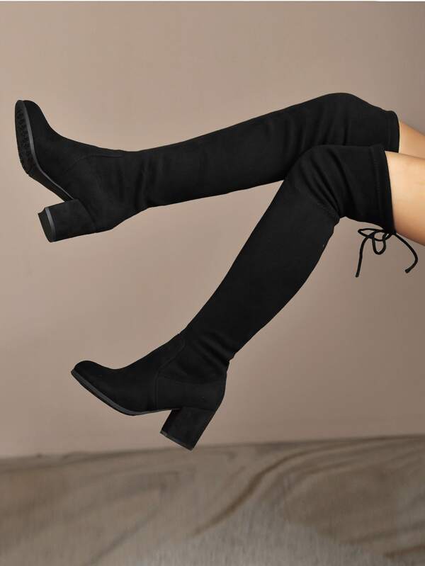 Botas tipo calcetín elásticas de ante sintético negro de moda para ...