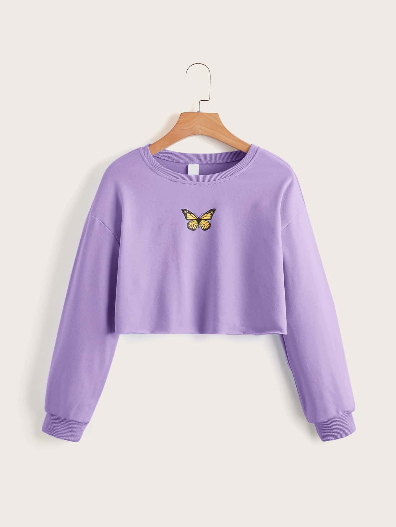SHEIN Fille adolescente Sweat-shirt à imprimé papillon
