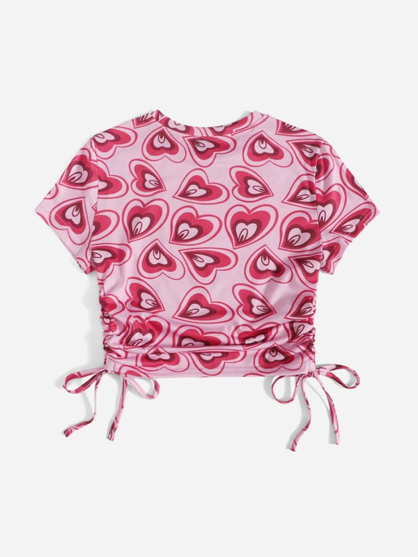 Shein Qutie 90s Ruched Drawstring Side Heart Top | Shein Uk