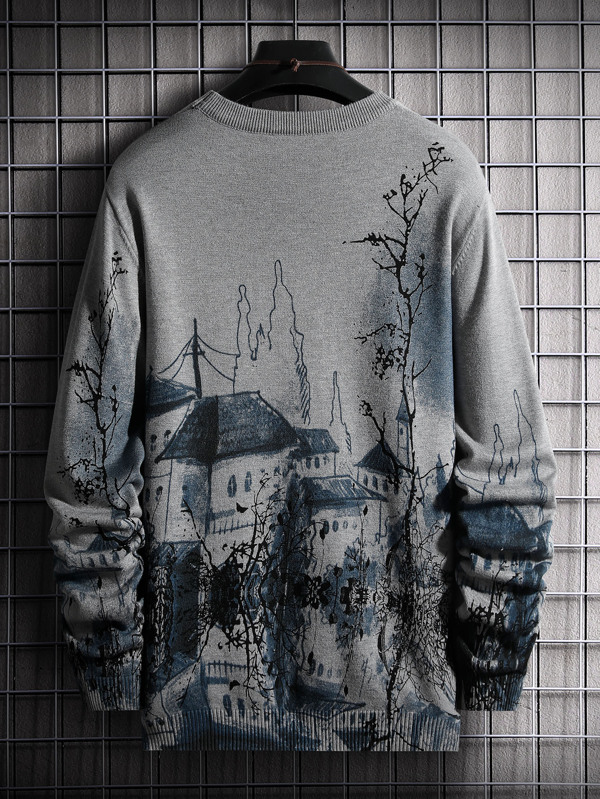 Manfinity Hypemode Men Ink Painting Pattern Jumper | SHEIN UK