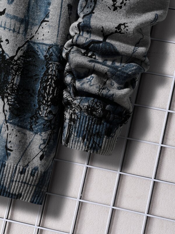Manfinity Hypemode Men Ink Painting Pattern Jumper | SHEIN UK